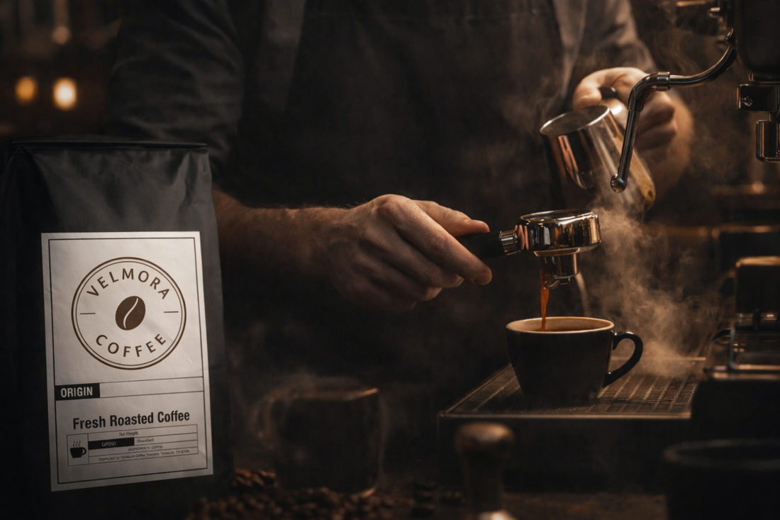 Freshly Roasted Coffee & Merch Delivered – Velmora Coffee